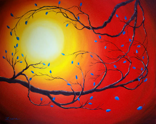 Entwining Branches of Turquoise Leaves Original Painting - SOLD - Prin ...